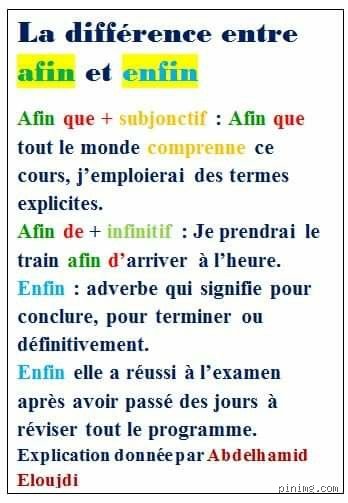 Quelle différence entre Afin et Enfin