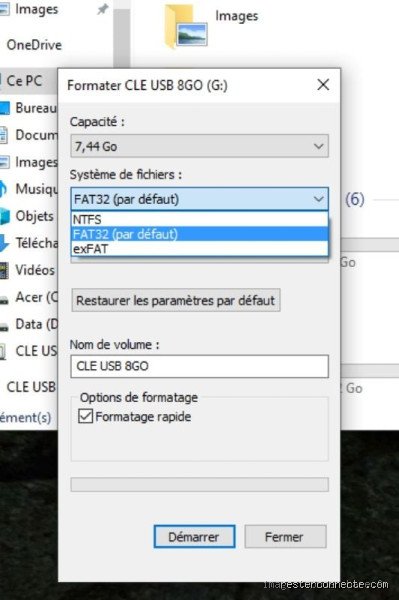 Comment trouver le format d'une clé USB