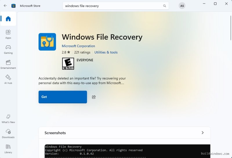 Où trouver Windows File Recovery