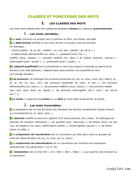 Comment identifier la classe et la fonction d'un mot en français