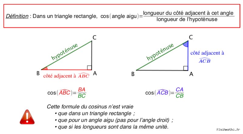 Comment calculer l'angle d'un triangle avec cosinus