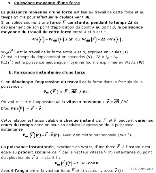 C'est quoi la puissance d'une force