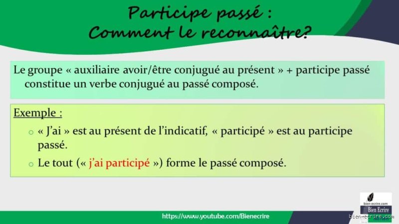 Comment reconnaître le participe passé d'un verbe