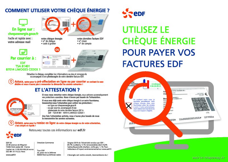 Comment savoir si mon chèque énergie est pris en compte par EDF