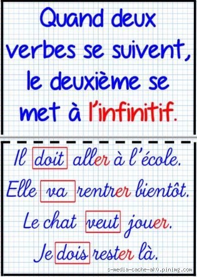 Quand deux verbes se suivent le deuxième se met à l'infinitif
